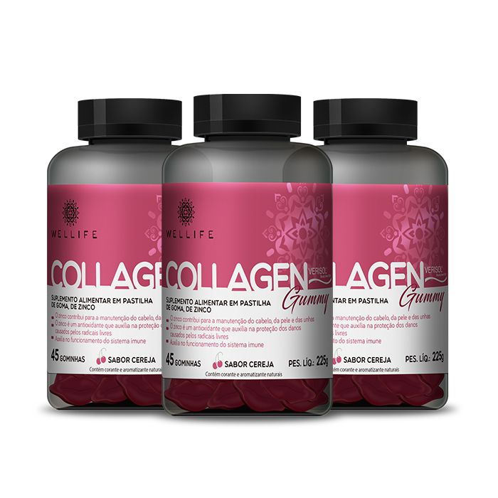 Combo com 3 Suplementos Collagen Gummy Verisol | Wellife
